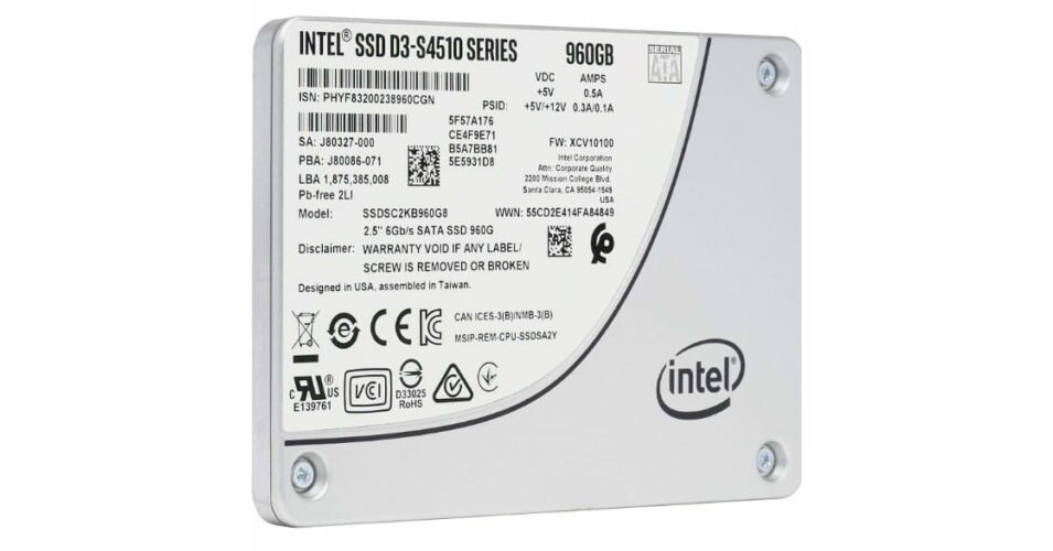 Intel D3-S4510 SSDSC2KB960G8R 960GB SATA 6Gbps Read Intensive 2.5 SSD ...